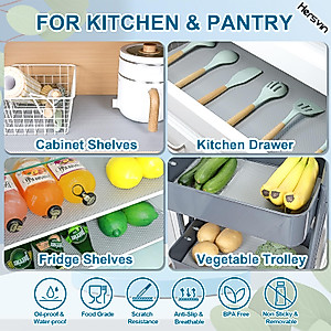 Hersvin Shelf Liner, 24" x20' Non-Adhesive Drawer Liners EVA Kitchen Cupboard Cabinet Covering Undersink Mat Washable Fridge Lining Paper for Home Office (Light Gray/Dot)
