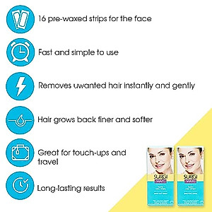 Surgi-wax Facial Honey Wax Strips For Face, Upper Lip, Chin and Cheek, Assorted Sizes, 1-pack