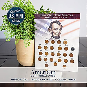 American Coin Treasures The Last 25 Years of Lincoln Wheat Penny Collection (1934-1958) Genuine United States One Cent Coinage