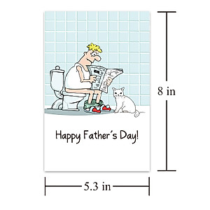 Lovely Happy Father's Day from Cat, Adorable Cat Dad Card, Fathers Day Card with Envelope for Cat Lover
