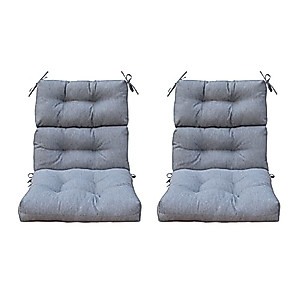 BOSSIMA Outdoor Patio High Back Lawn Chair Cushions Tufted Square Corner, Set of 2,Charcoal Grey