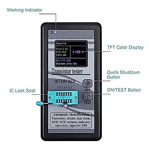 AITIAO Transistor Tester,Mosfet Transistor Capacitor Tester,Mega328 NPN PNP Transistor Diode Resistor Inductor Capacitance MOS SCR ESR Meter Automatic Checker Detector