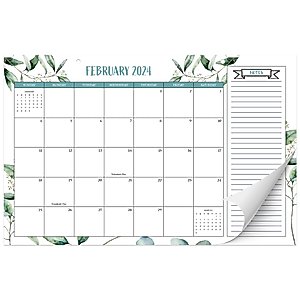 Aesthetic 2024 Greenery Desk Calendar - Runs From June 2023 Until December 24 - School Year Desktop/Wall Calendar 17"x11" for Easy Organizing