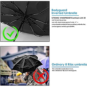 LeRain Auto Windproof Travel Umbrella - Compact, Lightweight, and Portable - Strong Umbrella for Wind and Rain - Non-Rebound umbrella Retracting Device for Men and Women - Upgraded for 2023 (Black)