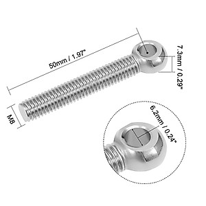 uxcell M8 x 50mm Machinery Shoulder Swing Lifting Eye Bolt 304 Stainless Steel Metric Thread 2pcs