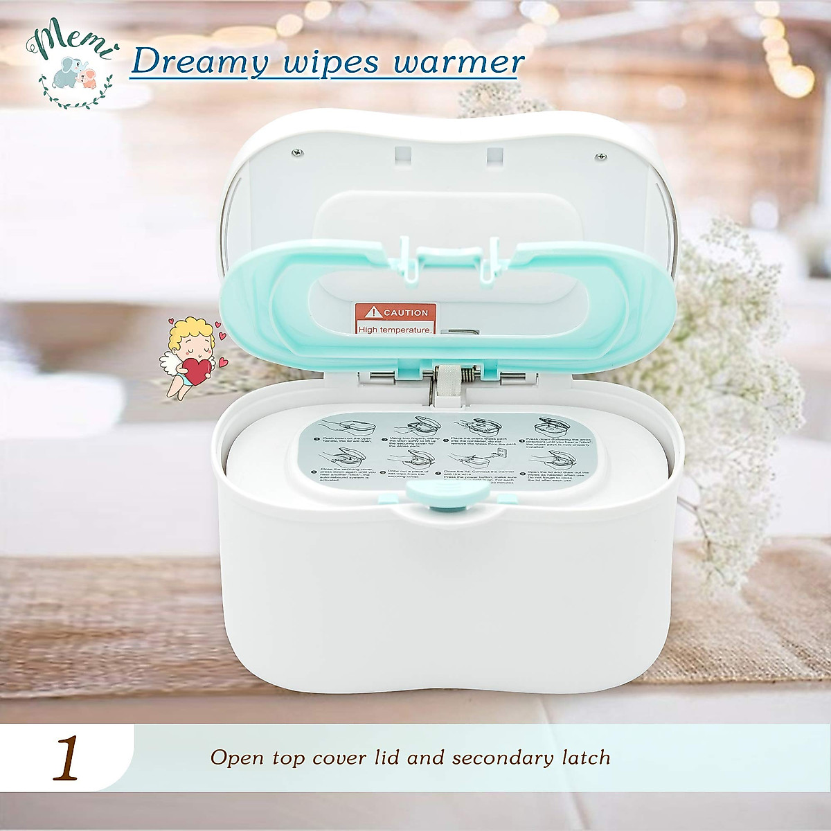 (UPGRADED) MEMI DREAMY WIPES WARMER | HOLDER | EASY-USE | GREAT GIFT |(SKY BLUE)