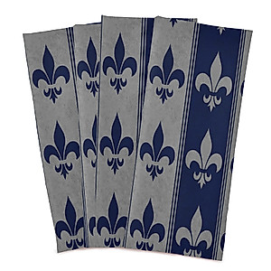 ALAZA Navy Blue and Gray Fleur De Lis Kitchen Towels Absorbent Dish Towels Soft Wash Clothes for Drying Dishes Cleaning Towels for Home Decorations Set of 6, 28 X 18 Inch