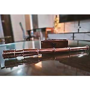 Vintage 1915 Retro Sailor Marine Telescope Copper Antique Royal Navy telescopes Wooden Box Glass Cover