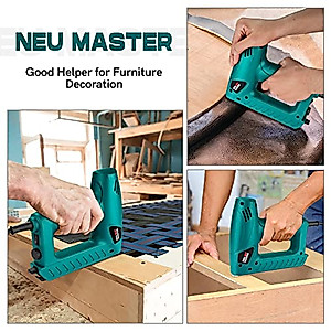 Electric Brad Nailer, NEU MASTER Staple Gun N6013 with Contact Safety and Power Adjustable Knob for Upholstery and Home Improvement, Includes 336pcs Staples and 200pcs Nails