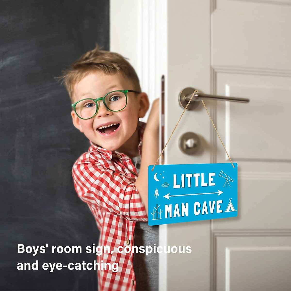 Little Man Cave, Toddler Boy Room Decor, PVC Plastic Decoration Hanging Sign, Water proof, Kids Room Signs For Door