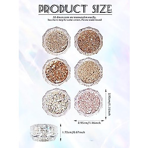 6 Boxes Holographic Nail Art Glitter Sequins Kits, CYHYII Nail Glitter Metallic Sequins Acrylic Dust Sequins Ultra-Thin Nail Art Sequins Sticker for Nail Design Nail Art Tips Decoration