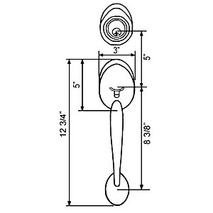 eBuilderDirect Satin Nickel Front Door Single Cylinder Handleset Handle Set with 835DC Lever