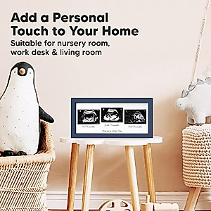 Sonogram Picture Frame - Trio Ultrasound Picture Frames For Mom To Be Gift - Baby Ultrasound frame - Pregnancy Announcements Sonogram frame - Baby Nursery Decor, Pregnant Mom Gifts (Midnight Blue)