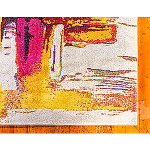 Unique Loom Estrella Collection Bright Colors, Geometric, Abstract, Modern Area Rug, 9 ft x 12 ft, Beige/Yellow