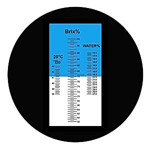 3-in-1 Honey Refractometer Brix/Moisture/Baume Tester Meter ATC, Tri-Scale 58-90%/12-27%/38-43Be', Sugar Water Content Level Beekeeping Maple Syrup, Test Kit w/Calibration Oil & Block