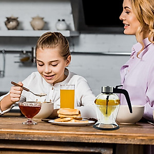 Fkksparkler Honey Dispenser No Drip Glass With Stand Maple Syrup Dispenser Glass 6.8 Oz Honey Jar Honey Pot Apply to Olive Oil Syrup Sauce For Kitchen Coffee Bar Upgraded.