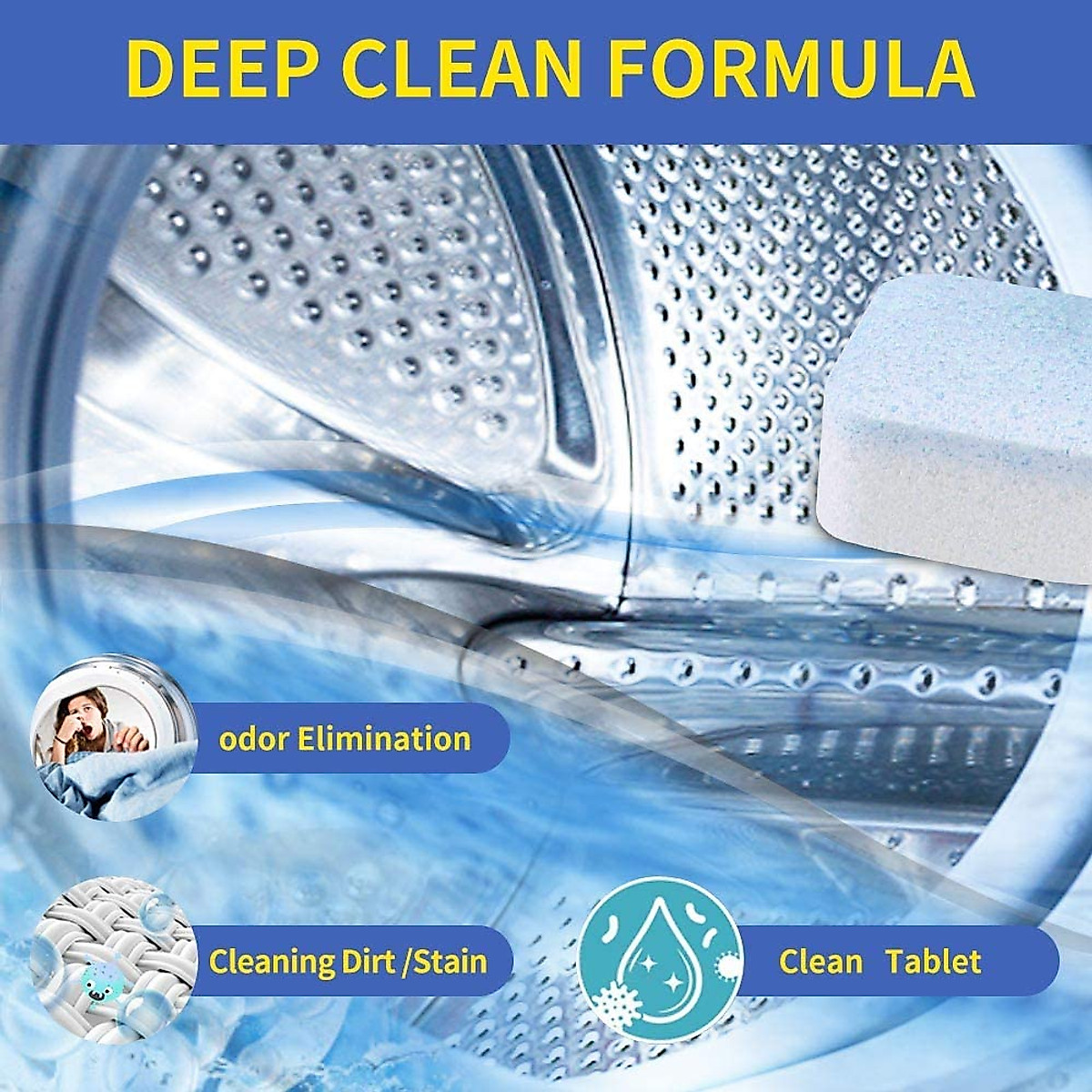 NATRUTH Washing Machine Cleaner Descaler 30 Pack Deep Cleaning Washer Cleaner Tablets For HE Front Loader & Top Load Washer