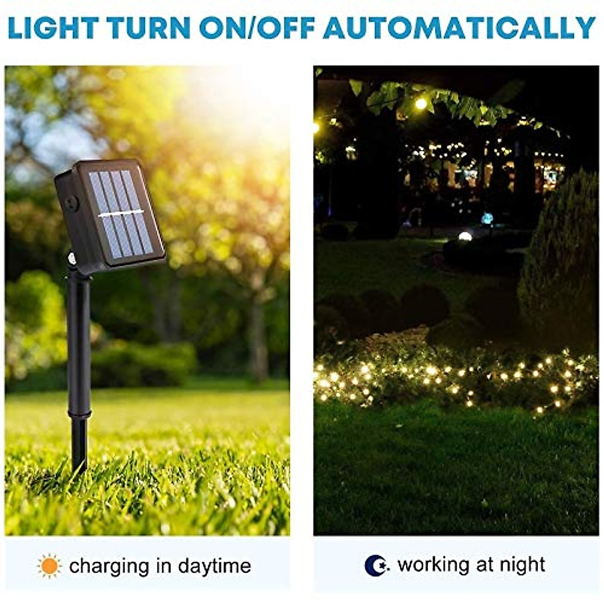 ZSMPY Fairy Lights Solar Lights Outdoor, 50/100/200 Lights,5m/10m/20m Fairy Lights Solar Christmas Lights for Patio, Garden, Home, Wedding, Pathway, Party (Warm White) (Size : 20m 200 Lights)