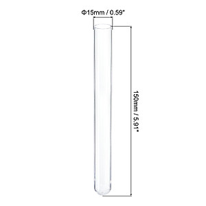 PATIKIL 13ml Plastic Test Tubes with Cork Stoppers, 15Pcs 150x15mm Tubes for Scientific Party Decoration Candy Bead Storage Bath Salt Lab Use, Clear