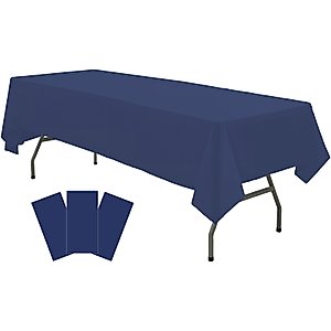 Plastic Navy Blue Tablecloths 3 Pack Disposable Table Covers 54" x 108" Deep Blue Table Cloths PEVA Party Tablecovers for Parties Picnic Birthday Wedding Banquet, Fits 6 to 8 Foot Rectangle Tables