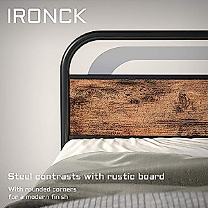 IRONCK Full Size Bed Frame with Headboard, Metal Bed Frame Full Size with 13 Heavy Duty Steel Slats and 9 Legs, More Stronger, Noise-Free, No Box Spring Needed
