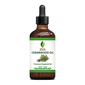 SVA Cedarwood Essential Oil – 4 Fl Oz – 100% Natural Cedar Juniperus Mexicana Oil - for Diffuser, Hair Care, Face, Skin Care, Aromatherapy, Scalp and Body Massage, Soap and Candles – with Dropper