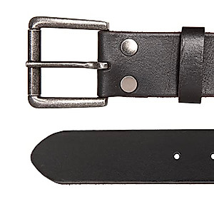 Lucky Brand Men Casual Leather Belt, Roller Buckle with Rivets-Black, 34