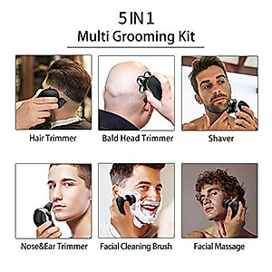 Tiklean Electric Razor for Men Head Shaver for Bald Men Grooming Kit Wet Dry Rotary Shavers Nose Hair Beard Trimmer Clippers Facial Cleansing Brush Cordless Waterproof USB Charging Rechargeable