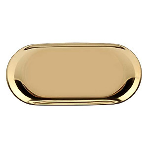 Multipurpose Table Tray Stainless Steel Jewelry Storage Box Cosmetics Organizer for Kitchen Bathroom (L-Gold)