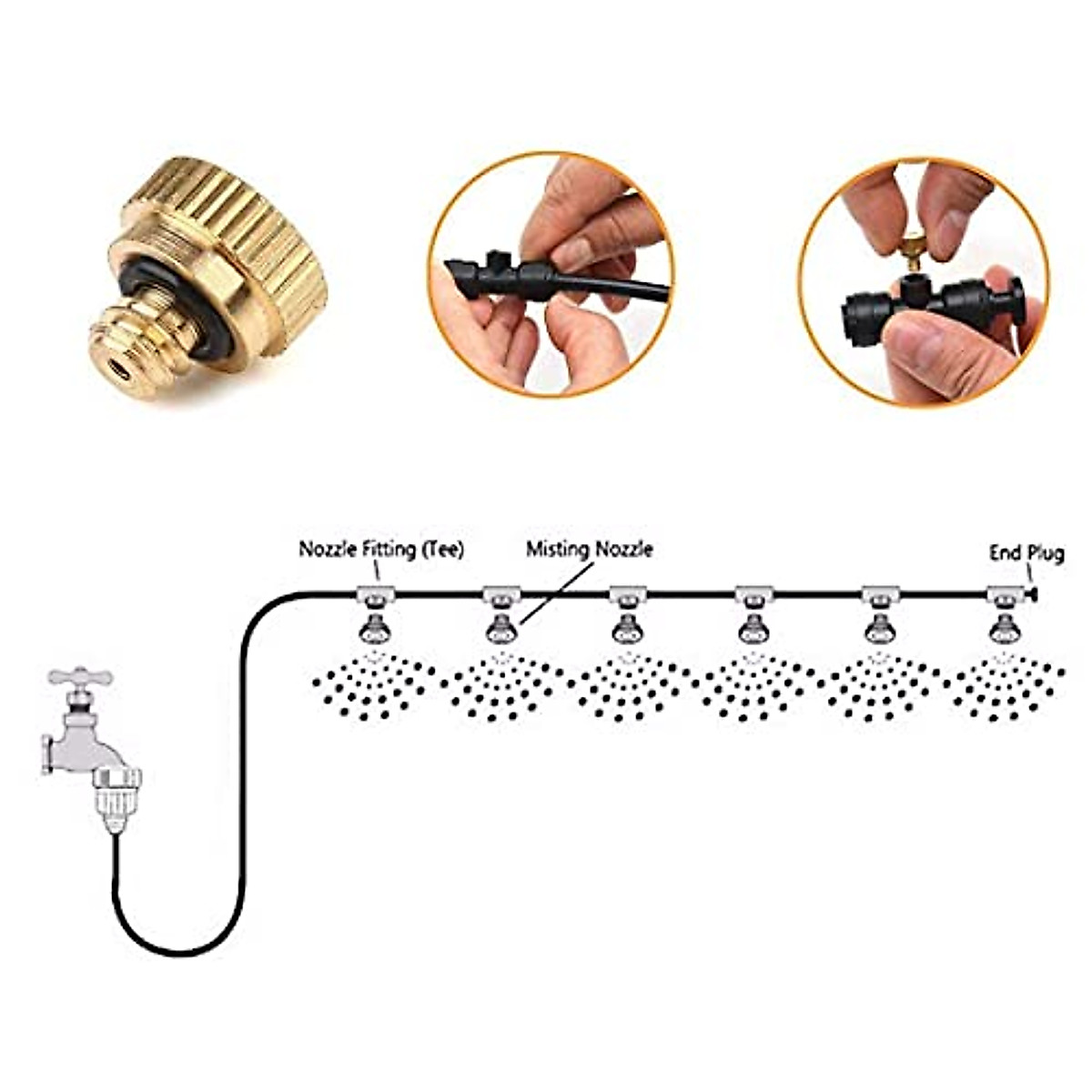 EONBON Misters for Outside Patio,Mister Cooling System 60 Feet (18M) for backyards Greenhouse Pool Patio Garden Lawn Horse Stable and Outdoor Dog Kennel