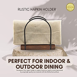 Modern Wooden Napkin Holder for Table with Black Steel Wire-Farmhouse Napkins Holder-Napkin Holders for Kitchen & Dining Tables