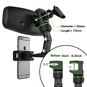 TooCust Multifunctional Rearview Mirror Phone Holder, Rotatable and Retractable Car Phone Holder,360° Rotating Multifunctional Car Rearview Mirror Phone Holder, Rearview Mirror Phone Holder for Car