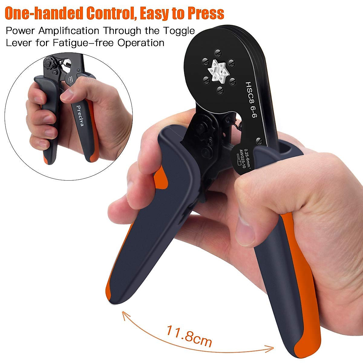 Ferrule Crimping Tool Kit, Preciva Hexagonal Sawtooth Self-Adjustable Ratchet Wire Terminals Crimper Kit with 1900pcs Wire Terminals Crimping Connectors Wire End Ferrules