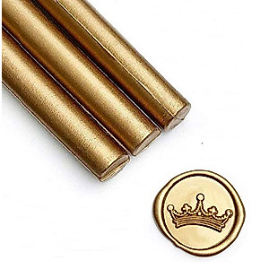 UNIQOOO Mailable Glue Gun Sealing Wax Sticks for Wax Seal Stamp - Metallic Antique Gold, Great for Wedding Invitations, Cards Envelopes, Snail Mails, Wine Packages, Christmas Gift Ideas, Pack of 8