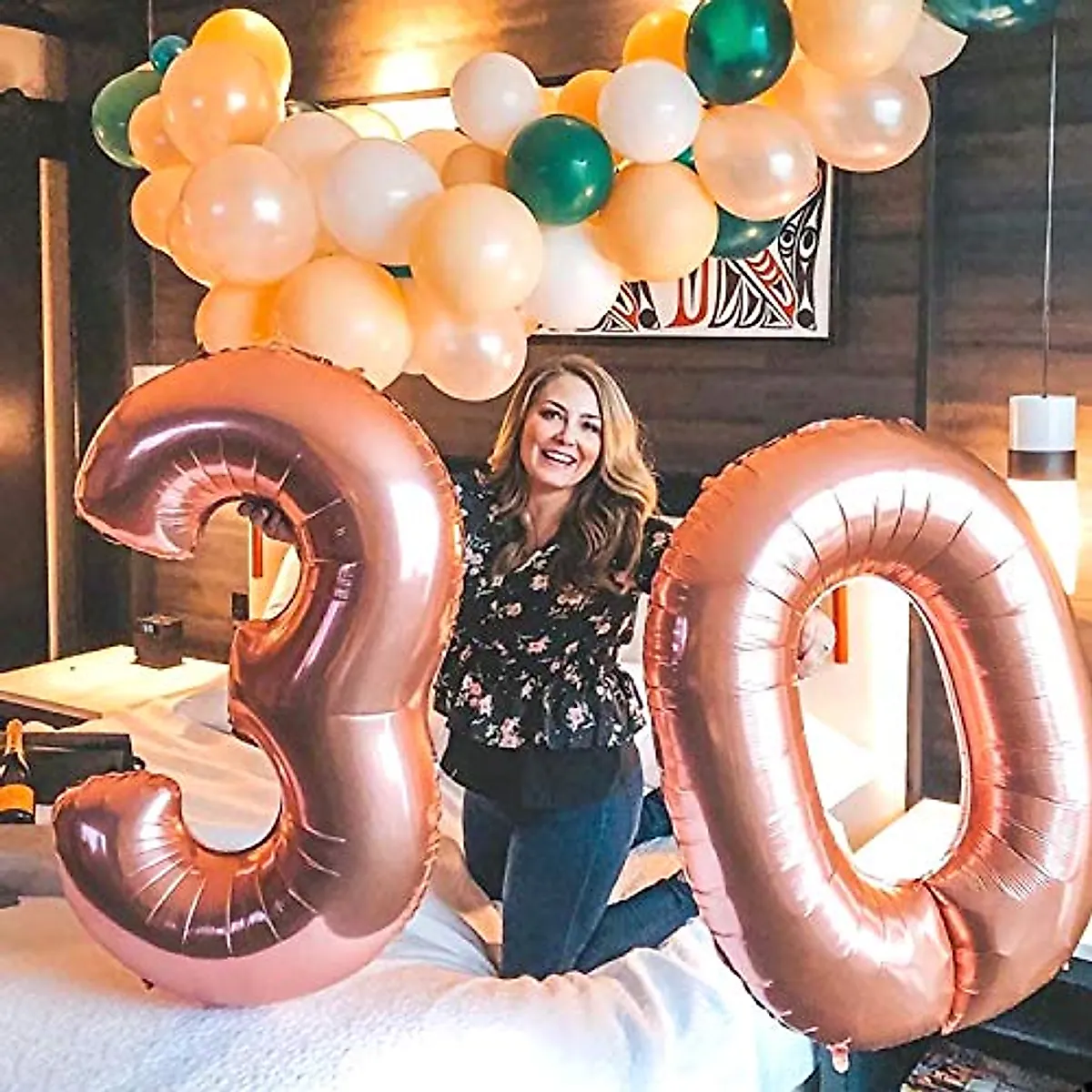 Number Balloon 60 Rose Gold 40 Inch Foil Balloon Big Giant Jumbo Birthday Party Decorations Foil Mylar Helium Numbers Balloons for Men Women 60th Anniversary Event