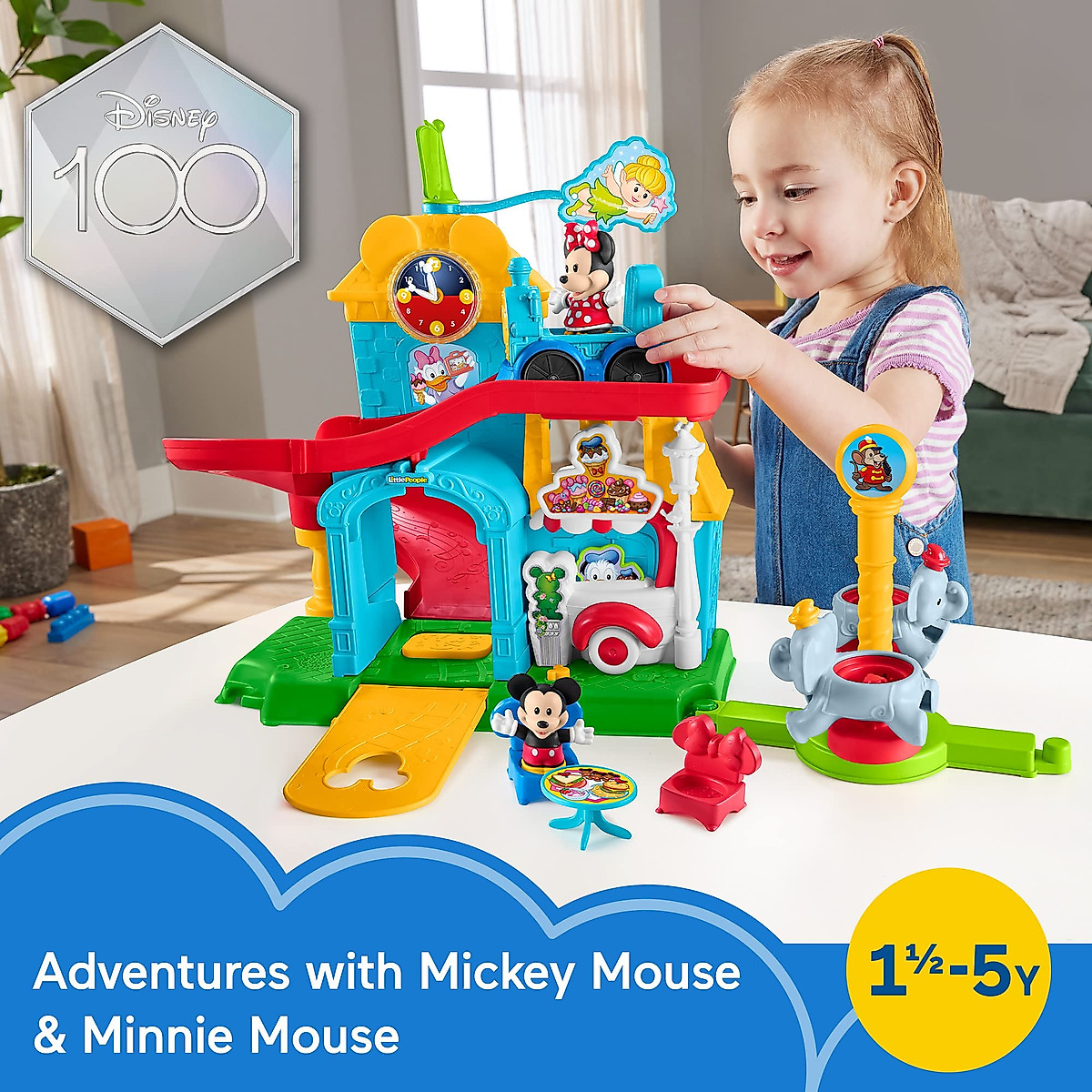 Fisher-Price Little People Toddler Toy Disney Mickey & Friends Playset with Sounds & Phrases for Ages 18+ Months