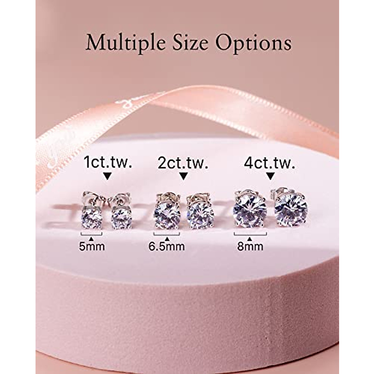 Moissanite Stud Earrings for Women Men Girls, FCINOS 18K White Gold Plated S925 Sterling Silver 1CT D Color VVS1 Clarity Round Cut Lab Created Diamond Earrings Birthday Christmas Gift