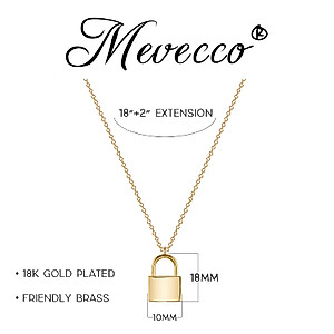 MEVECCO Gold Dainty Lock Necklace for Women 18K Gold Plated Cute Tiny Padlock Boho Love Elegant Necklace