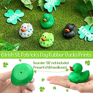 Jerify 2 Inch St. Patrick's Day Rubber Ducks Bulk Holiday Rubber Ducks 4 Styles Shamrock Cruise Ducks Baby Shower Duck Bath Pool Birthday Irish Kids Gifts for Party Favors Accessories(12 Pcs)