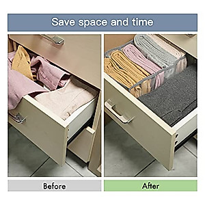 ARPEOTCY 3Pcs Wardrobe Clothes Organizer, Washable Clothes Organizer for Folded Clothes, Nylon Mesh Drawer Dividers for Clothes, T-shirt, Skirts, Jeans(9/7/7 Grid,Gray)