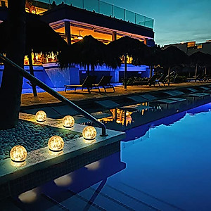 YOJACIKI Globe Solar Lights Outdoor Decorative, Cracked Glass Solar Ball Lights, Waterproof Ground Lights, Long Lasting Disk Lights for Lawn, Patio, Yard, Pathway, Christmas Garden Decor-1 Pack 4.7"