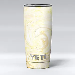Design Skinz Yellow Slate Marble Surface V21 - Skin Decal Vinyl Wrap Kit Compatible with The Yeti Rambler Cooler Tumbler Cups