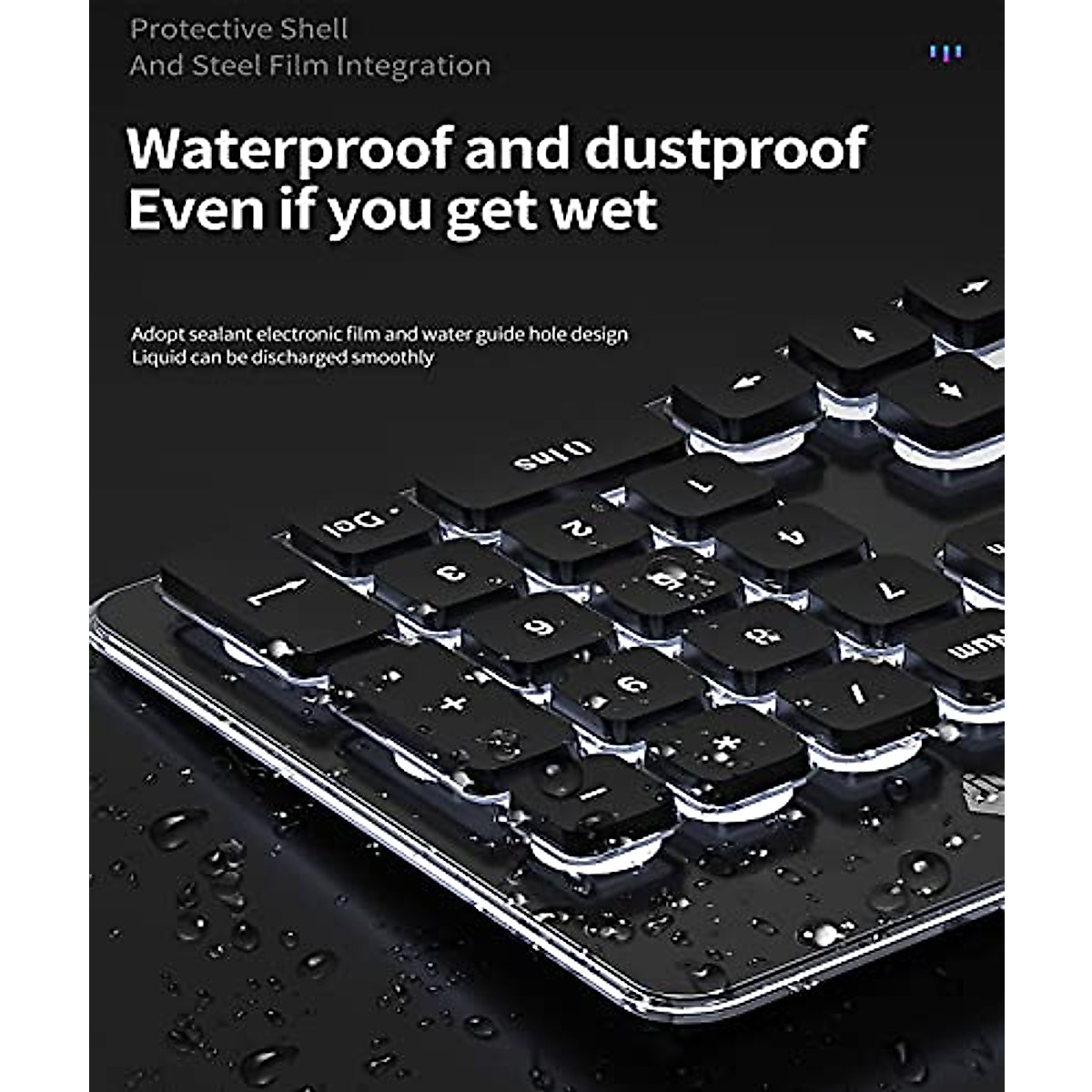 Rechargeable 2.4G Wireless Keyboard and Mouse Combo, Luminous Mute Keyboard Mouse for Office Gaming Laptop PC Home Use (Black with White Light)
