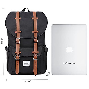 KAUKKO Travel Laptop Backpack Outdoor Rucksack Causal backpack Fits 15.6"(Nylon Black)