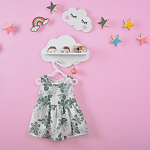 LABRIMP Multifunctional Storage Rack Storage Shelf Rack Porch Organizer Rack Cloud Shape Shelf Entryway Floating Shelves Coat Wall Rack Shelves Coat Hooks White Nordic Hanger Wpc