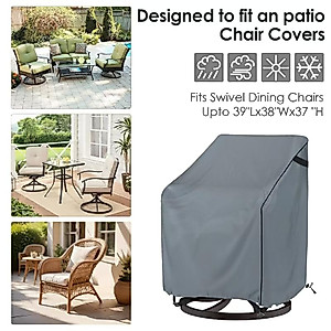 Guozixin Furniture Covers Chair Covers Waterproof Outdoor Furniture ，Waterproof Outdoor Lawn Patio Furniture Covers Fits up to39.25" W x 37.5" D x 38.5" H, 2 Pack, Grey.