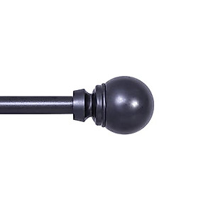 INTERIOR LIVING AZ71828US End Curtain Rod, 48-86", Black