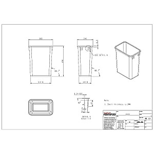 Hardware Resources Plastic Trash Can - Indoor Garbage Bin for Kitchen, Home, Office & Commercial Use - Large Waste Disposal Tub - Compatible with Pull-Outs & Frames - 35-Quart (8.75-Gallon) - Black