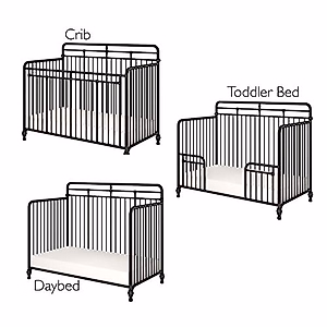 Little Seeds Monarch Hill Hawken 3 in 1 Convertible Metal Crib, Black