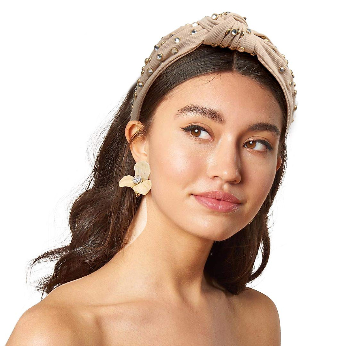 Pearl Knotted Headbands for Women Hair Twist Rhinestone Top Knot 2PCS Wide Band Fashion Cute Studs Hair Hoop Headbands For Adult Girl Vintage Hairband